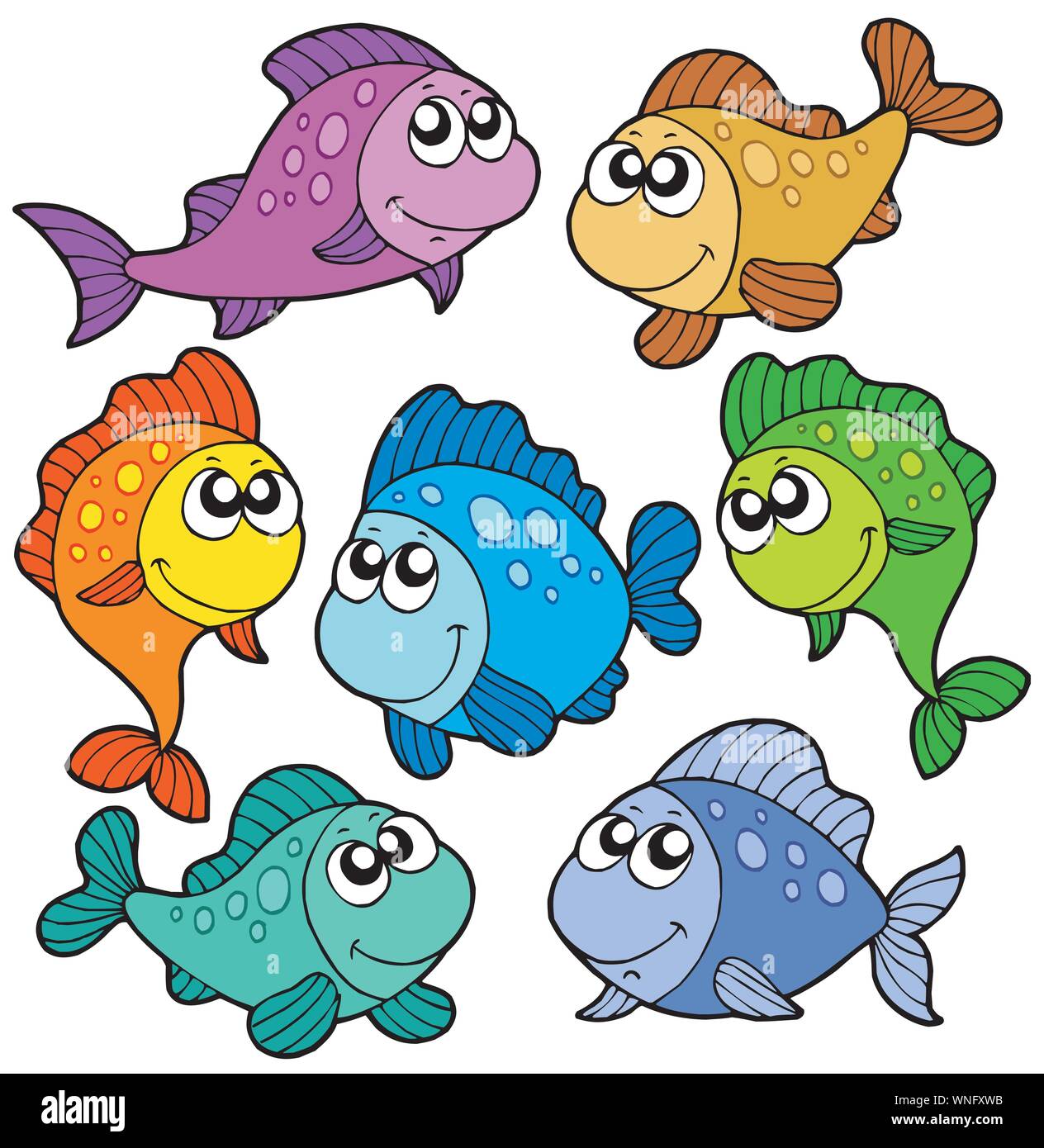 Various cute fishes collection Stock Vector Image & Art - Alamy