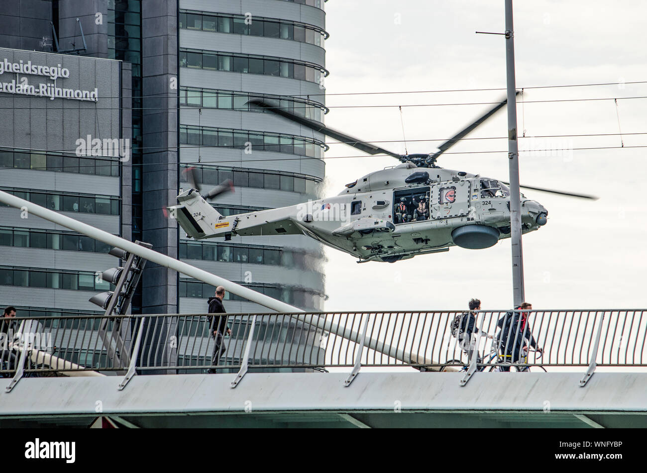 Rotterdam, The Netherlands, September 6, 2019: a Royal Navy helicopter ...