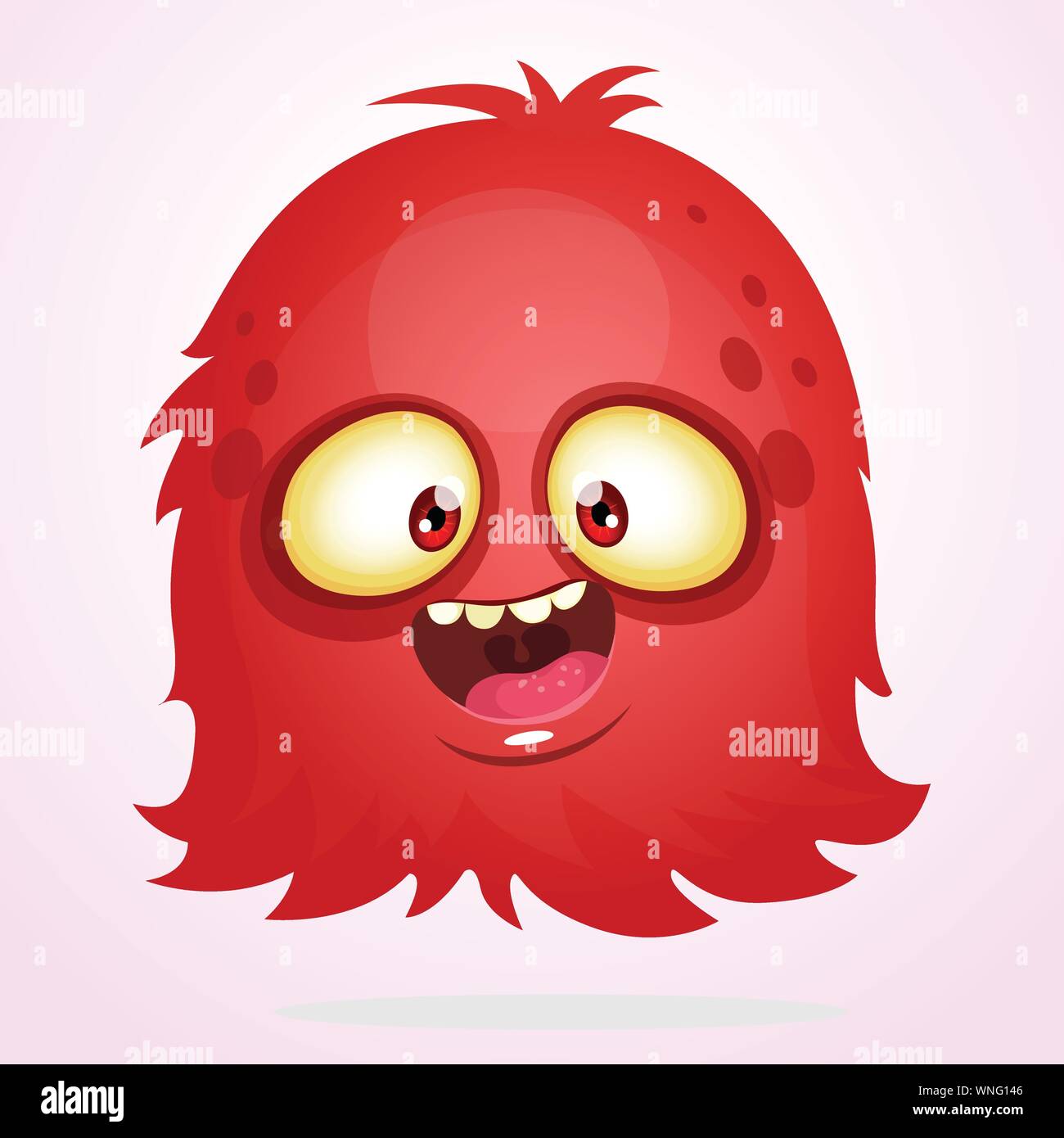 Vector cartoon Halloween monster. Red furry flying monster with big ...