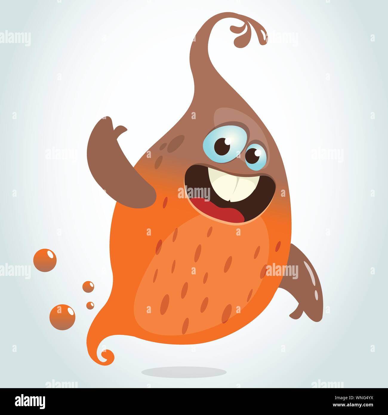 Cartoon flying monster. Vector Halloween illustration of smiling orange ...