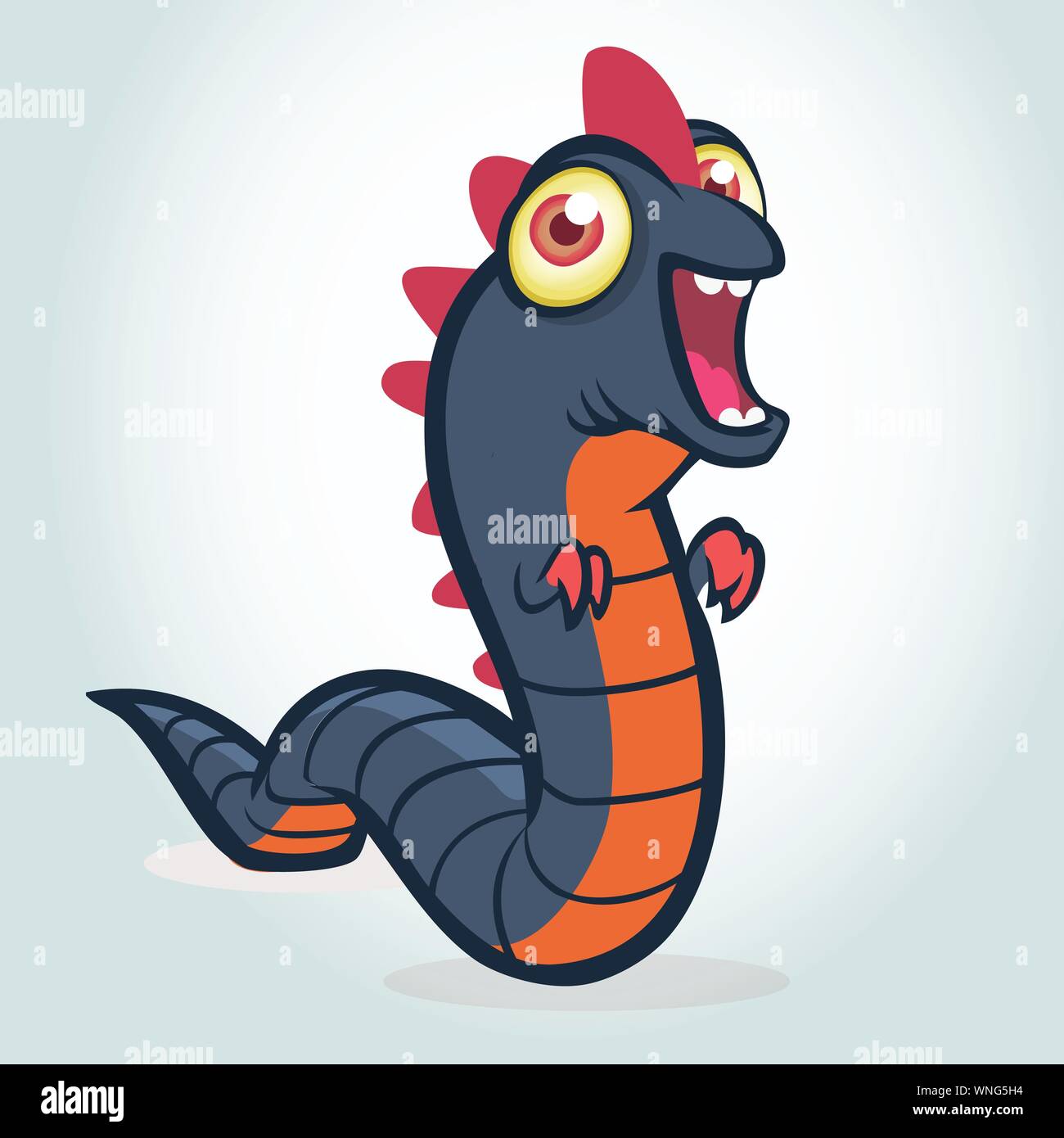 Cute cartoon worm monster. Halloween monster snake blue and orange ...