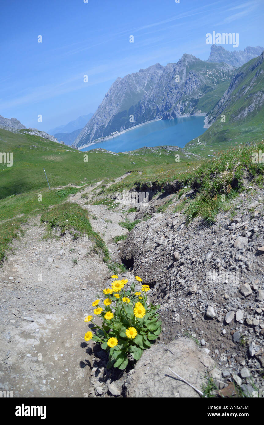 Beautiful mountain lake between glaciers Stock Photo - Alamy
