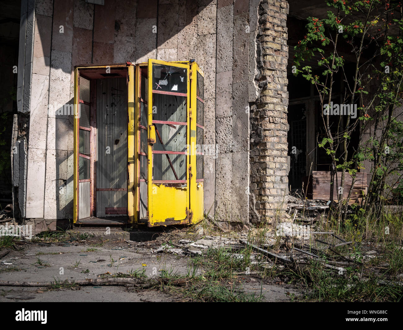Old rusty classic soviet yellow telephone booth (aka telephone kiosk ...