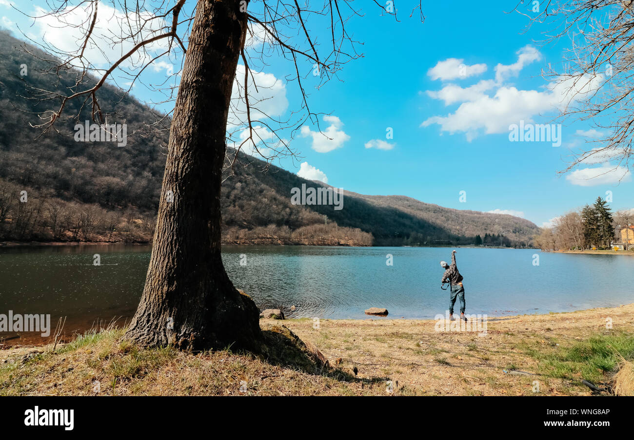 Man Throwing Stones High Resolution Stock Photography and Images - Alamy