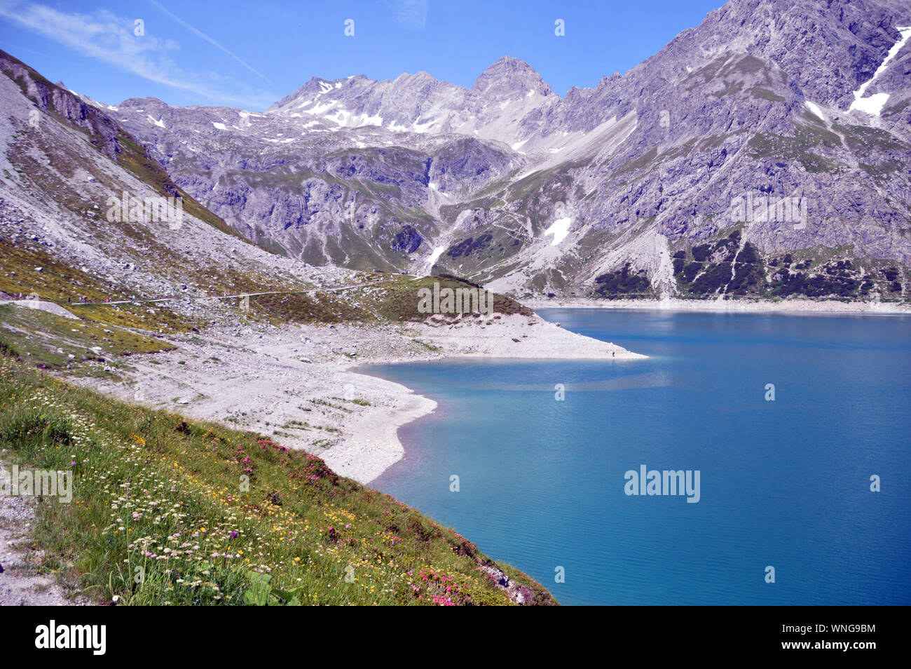 Beautiful mountain lake between glaciers Stock Photo - Alamy