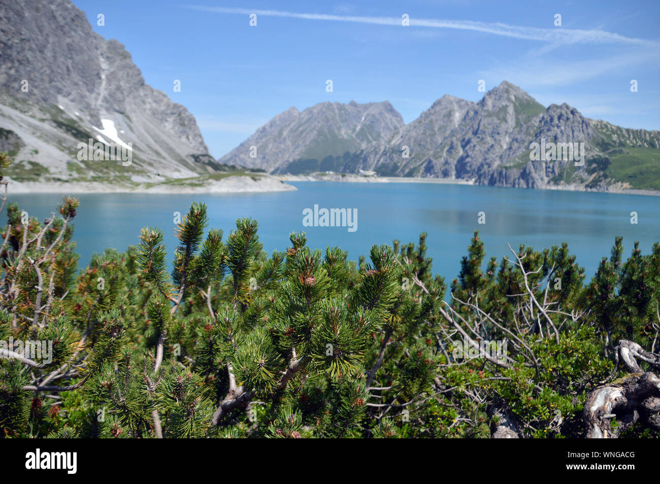 Beautiful mountain lake between glaciers Stock Photo - Alamy