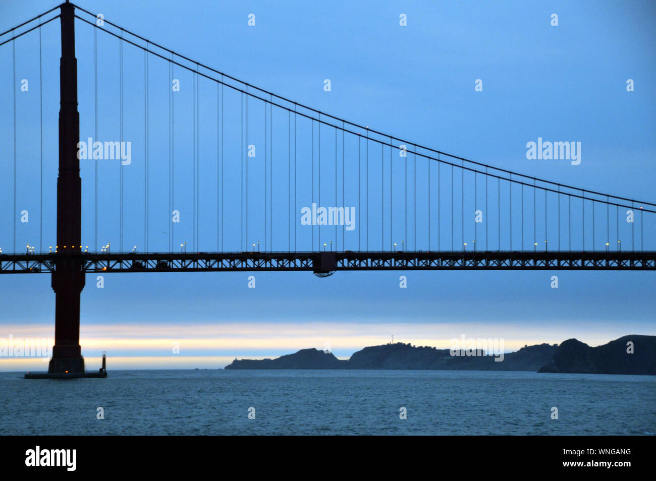 Suspension bridge night glowing urban hi-res stock photography and ...