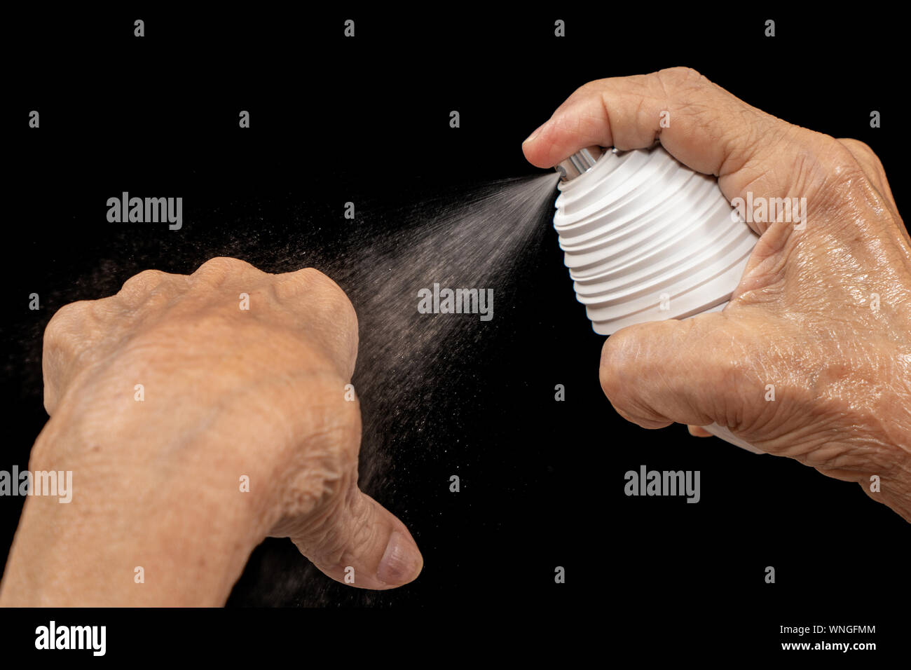 Spray, Pulverized fluid getting out from a container withstood by a ...