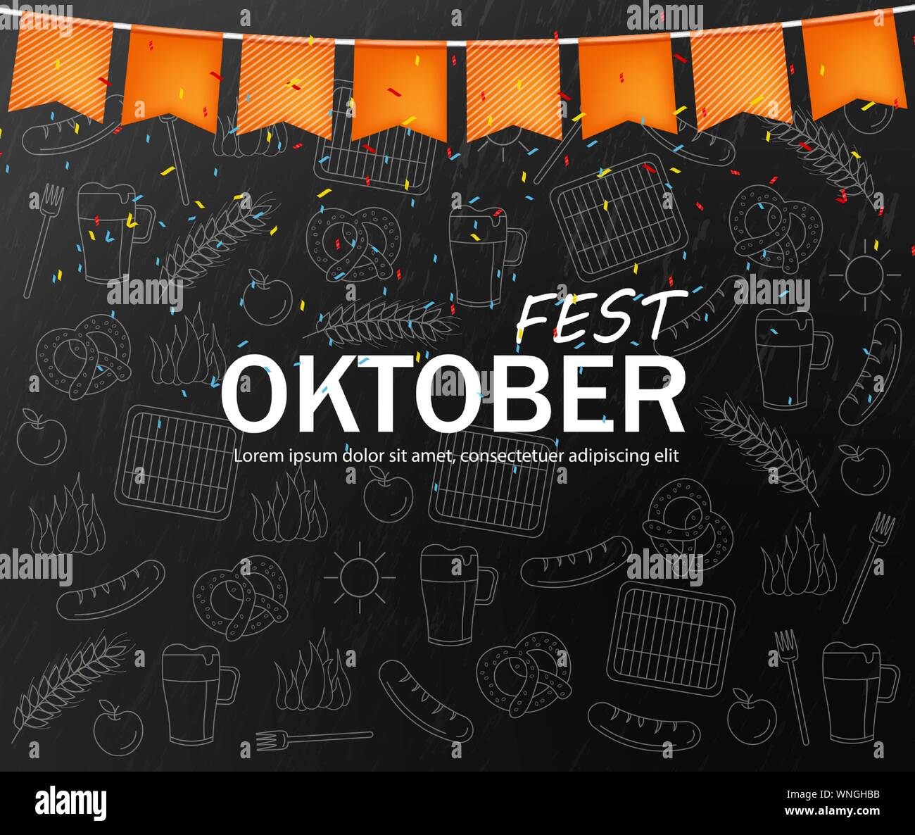 October fest welcome poster Vector realistic. Dark background. Beer and ...