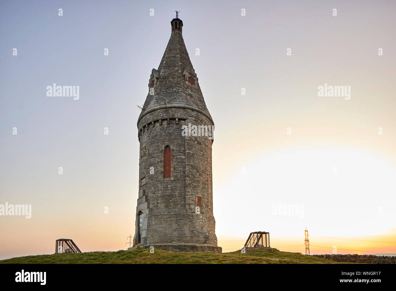 Tameside landmarks, circular Hartshead Pike Tower Grade II listed ...