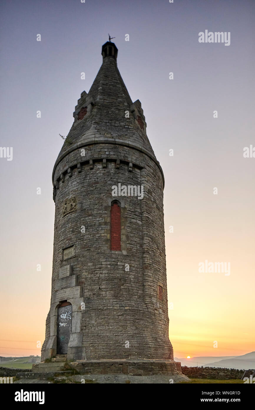 Tameside landmarks, circular Hartshead Pike Tower Grade II listed ...
