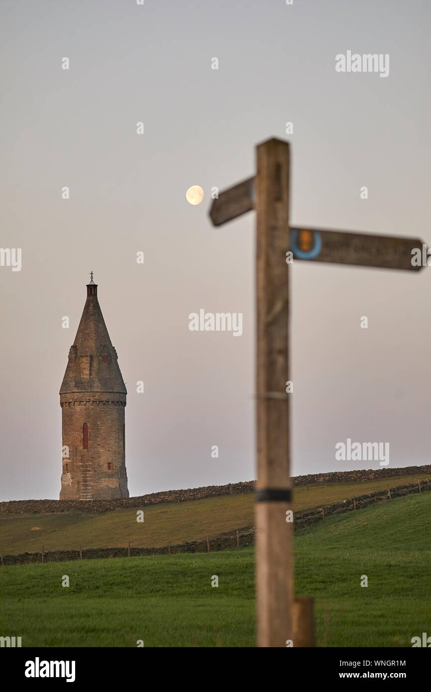 Tameside landmarks, circular Hartshead Pike Tower Grade II listed ...