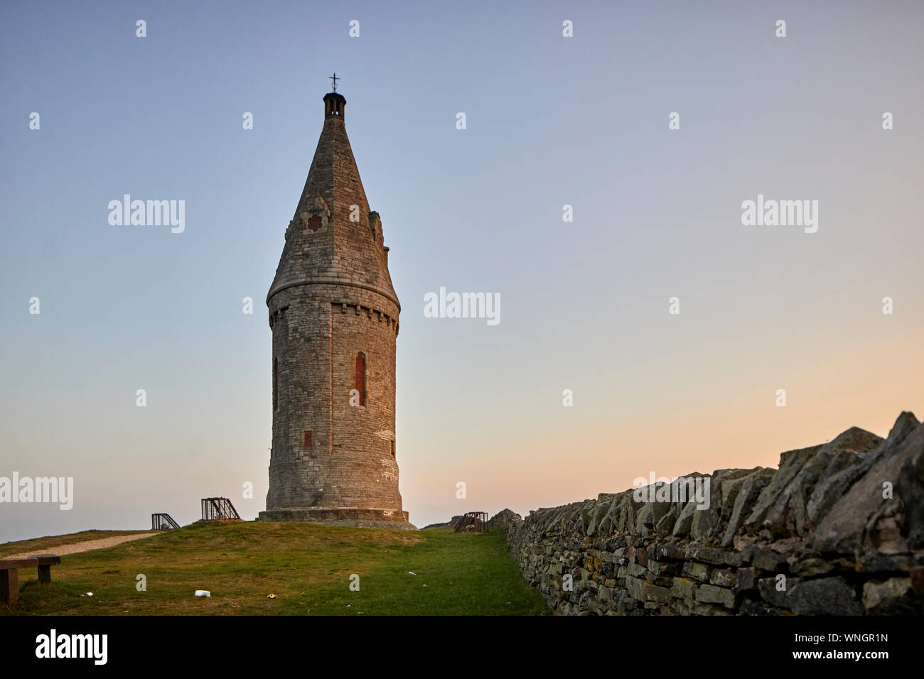 Tameside landmarks, circular Hartshead Pike Tower Grade II listed ...