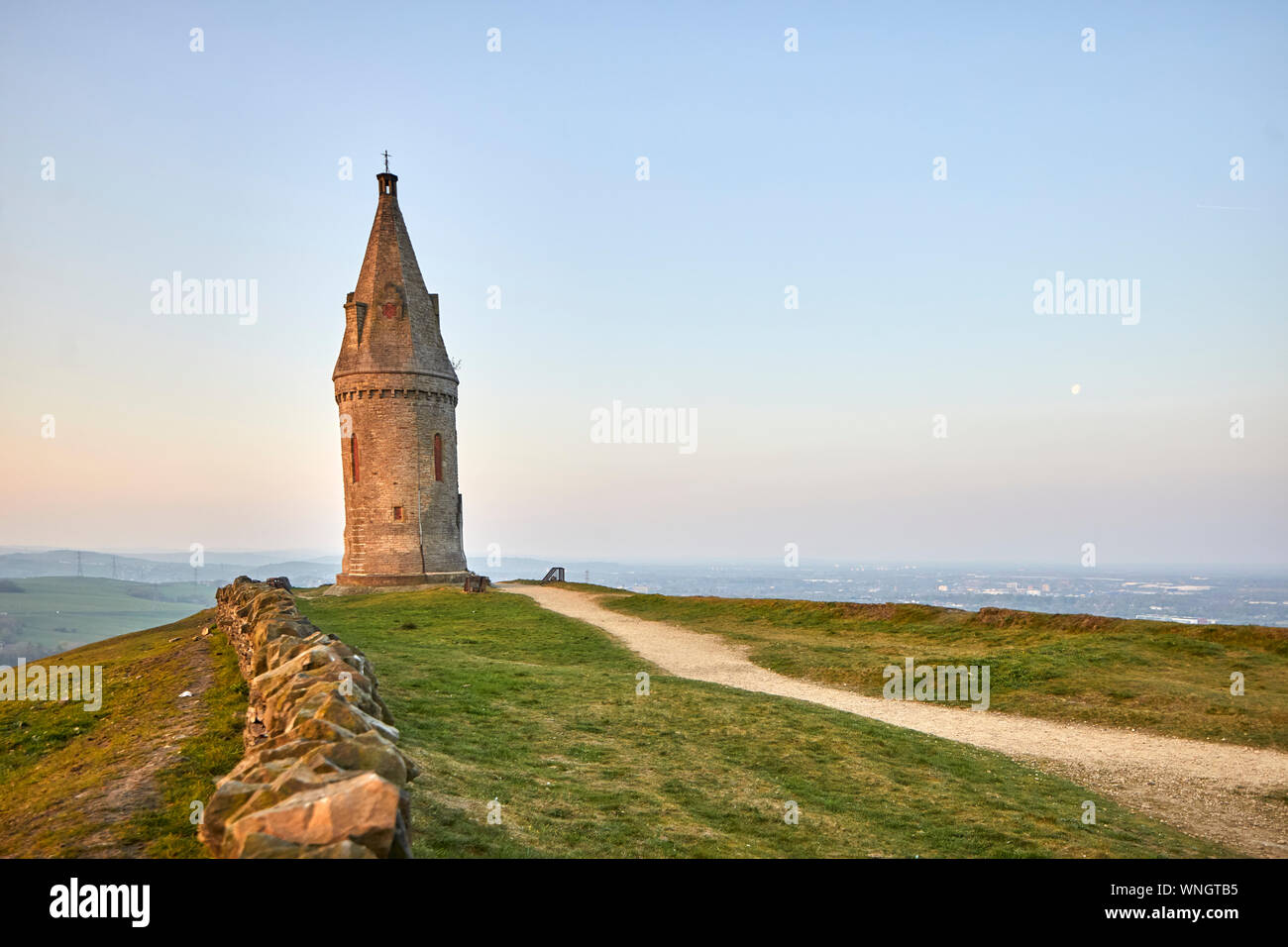 Tameside landmarks, circular Hartshead Pike Tower Grade II listed ...