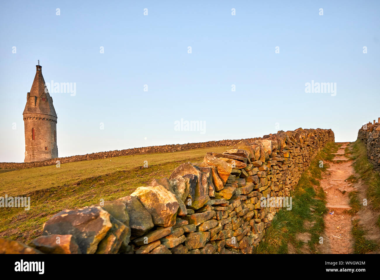 Tameside landmarks, circular Hartshead Pike Tower Grade II listed ...