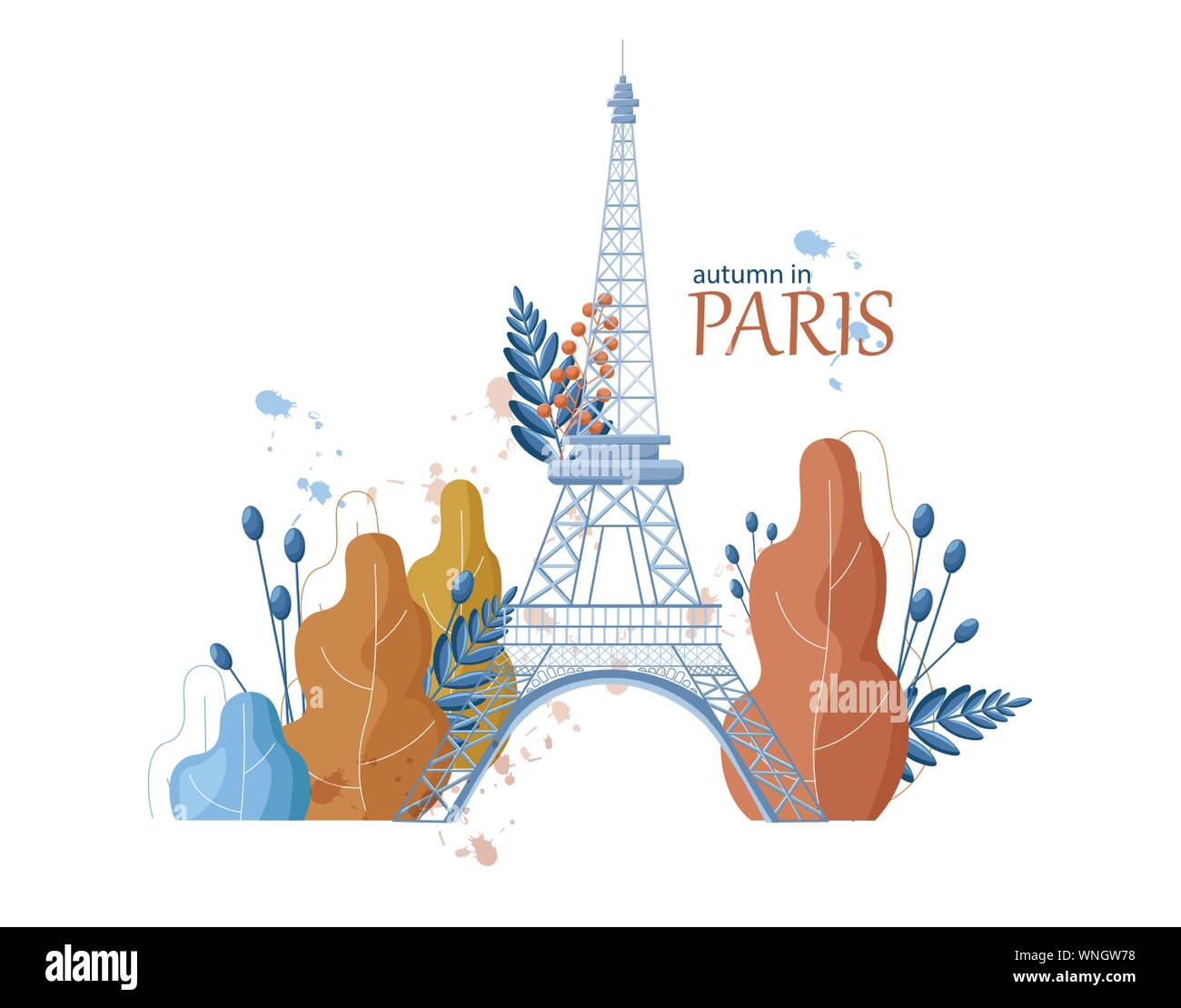 Autumn Eiffel Tower icon Vector. Paris fall season tower and leaves ...