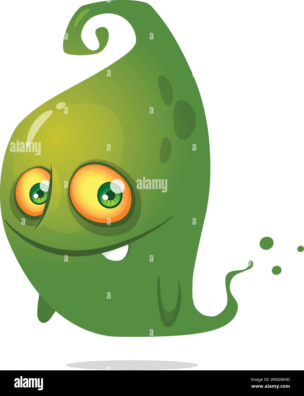 Cute cartoon green ghost. Vector Halloween monster character isolated ...