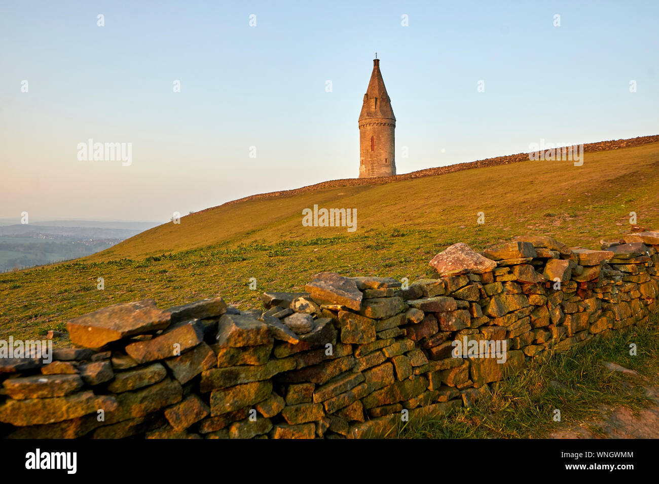 Tameside landmarks, circular Hartshead Pike Tower Grade II listed ...