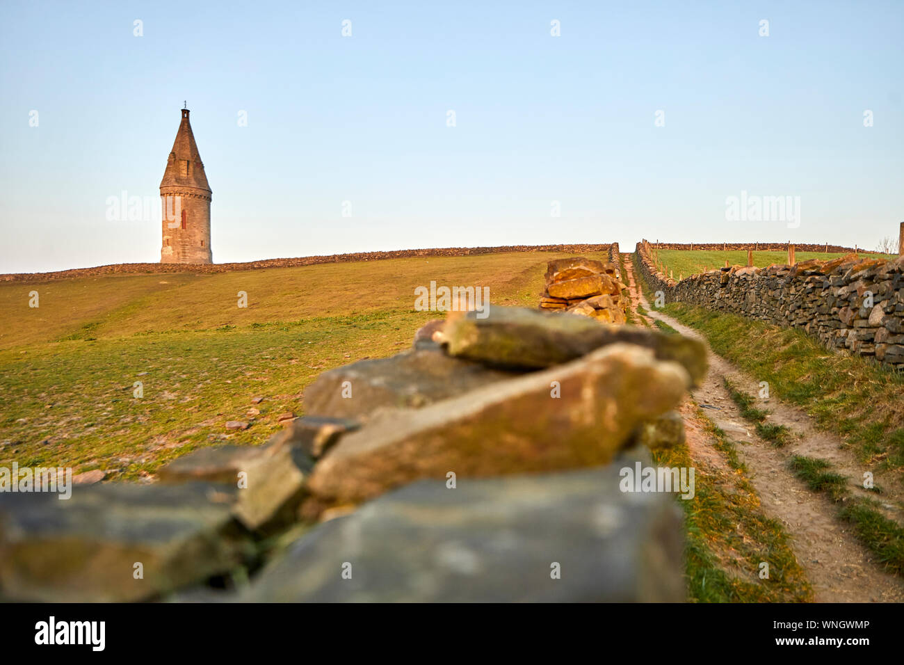 Tameside landmarks, circular Hartshead Pike Tower Grade II listed ...