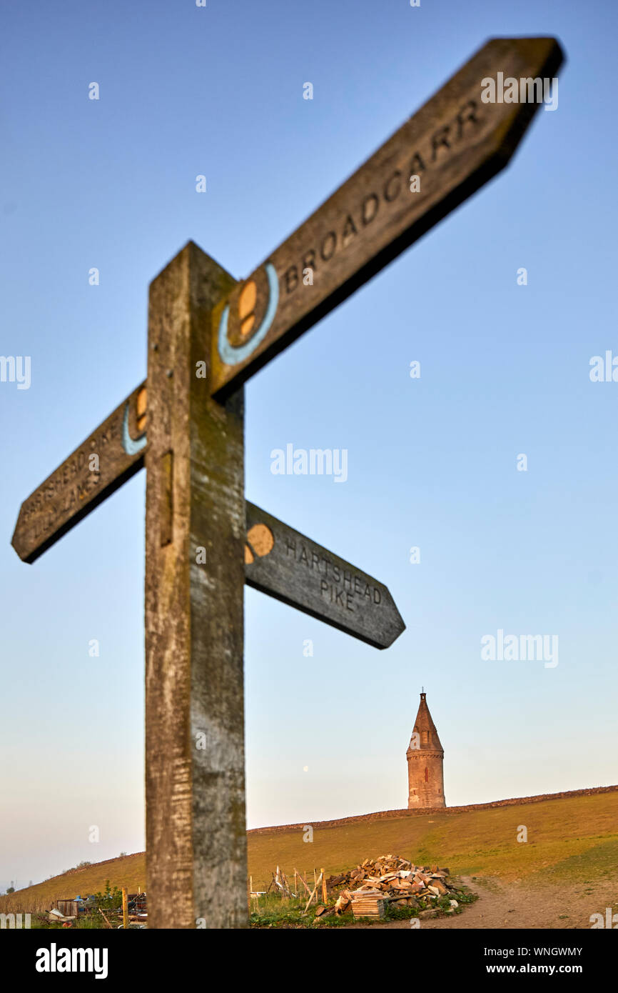 Tameside landmarks, circular Hartshead Pike Tower Grade II listed ...