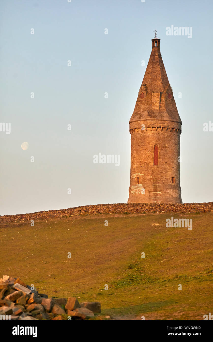 Tameside landmarks, circular Hartshead Pike Tower Grade II listed ...