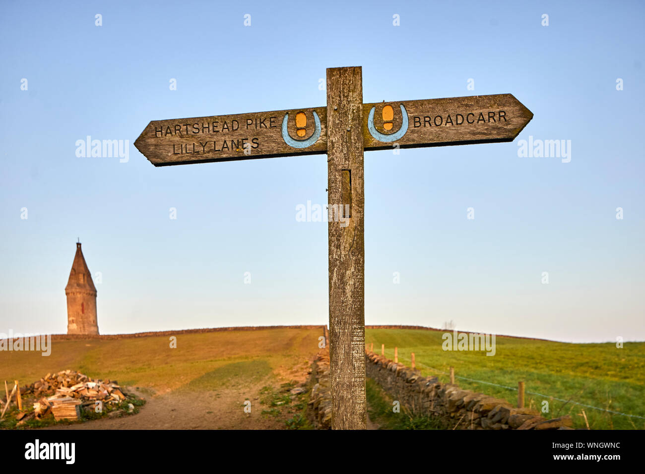 Tameside landmarks, circular Hartshead Pike Tower Grade II listed ...