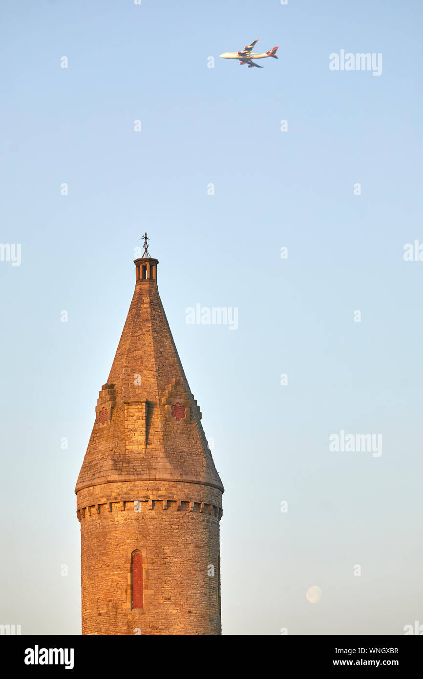 Tameside landmarks, circular Hartshead Pike Tower Grade II listed ...