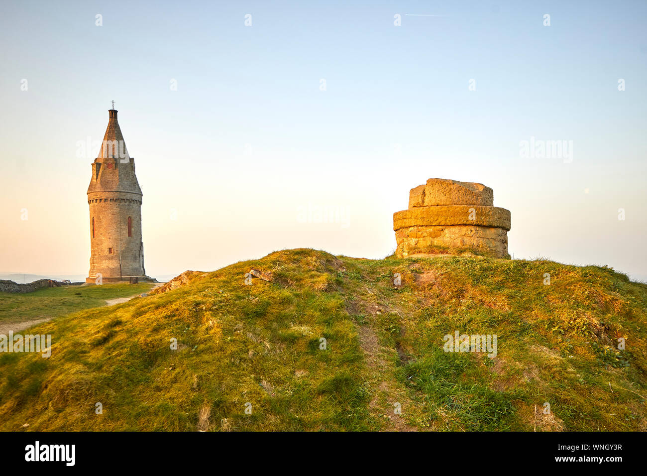Tameside landmarks, circular Hartshead Pike Tower Grade II listed ...