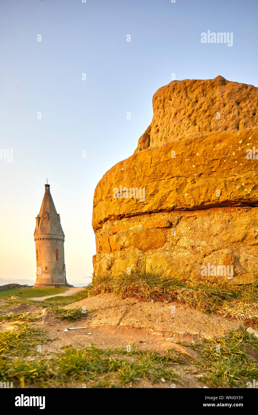 Tameside landmarks, circular Hartshead Pike Tower Grade II listed ...