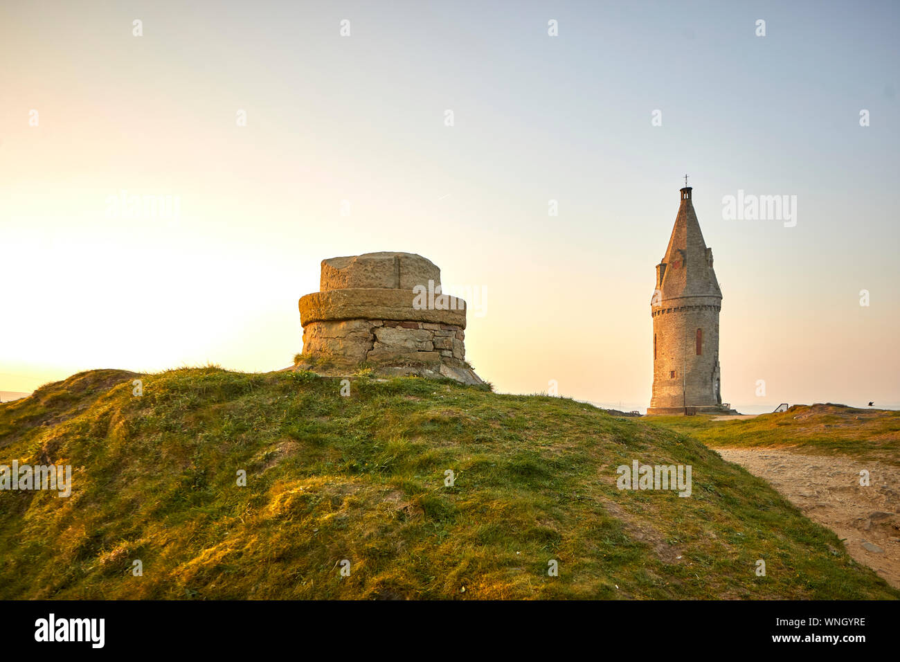 Tameside landmarks, circular Hartshead Pike Tower Grade II listed ...