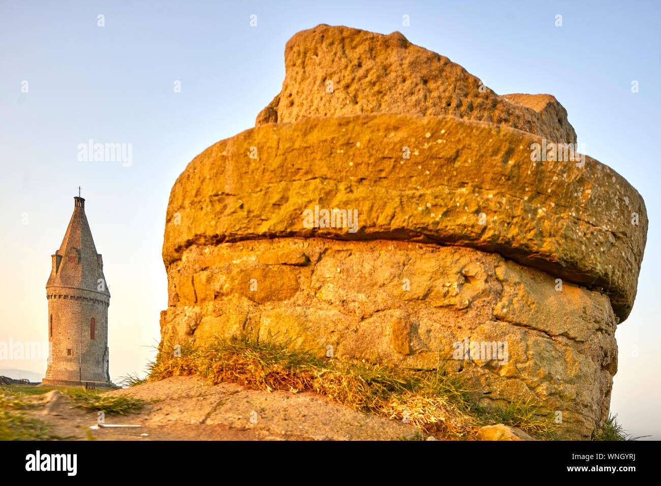 Tameside landmarks, circular Hartshead Pike Tower Grade II listed ...