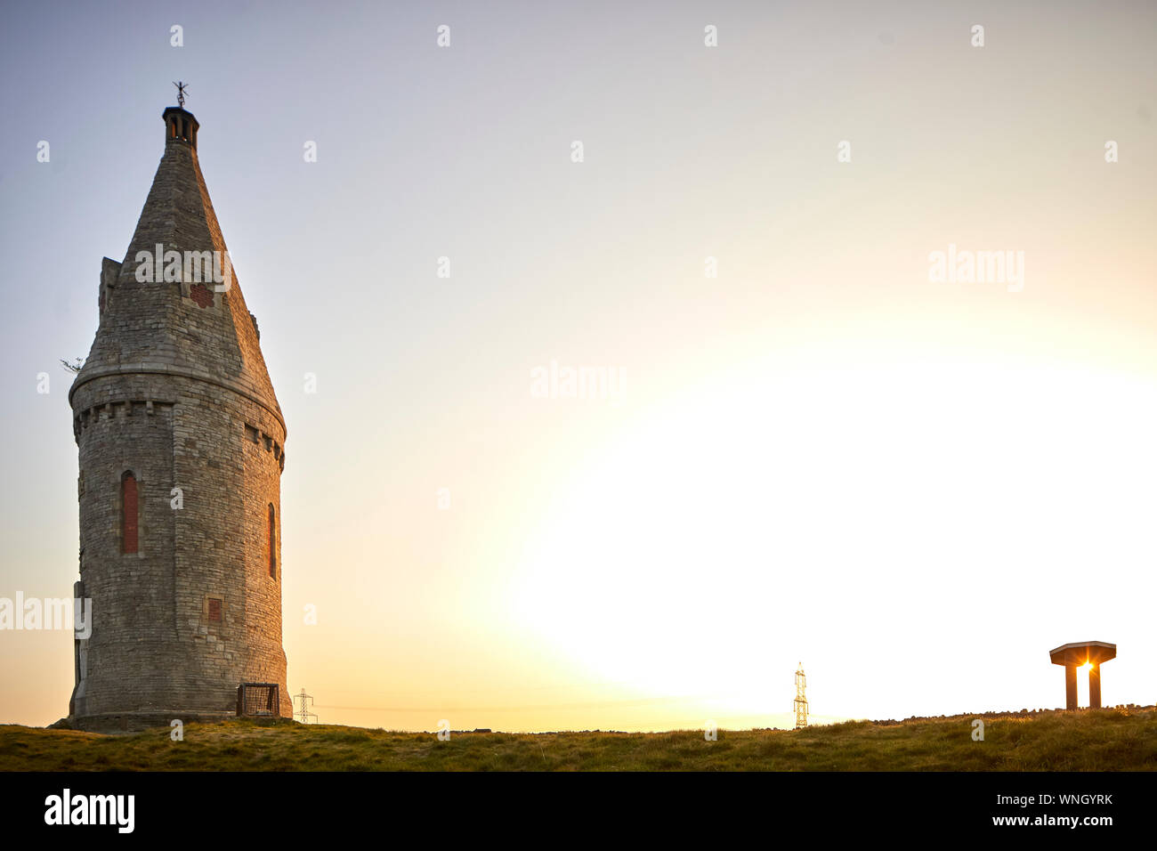 Tameside landmarks, circular Hartshead Pike Tower Grade II listed ...