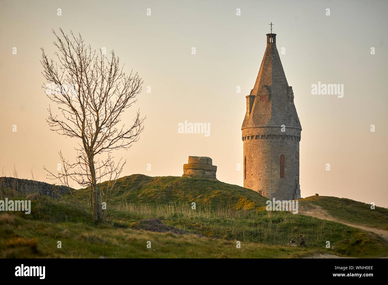 Tameside landmarks, circular Hartshead Pike Tower Grade II listed ...