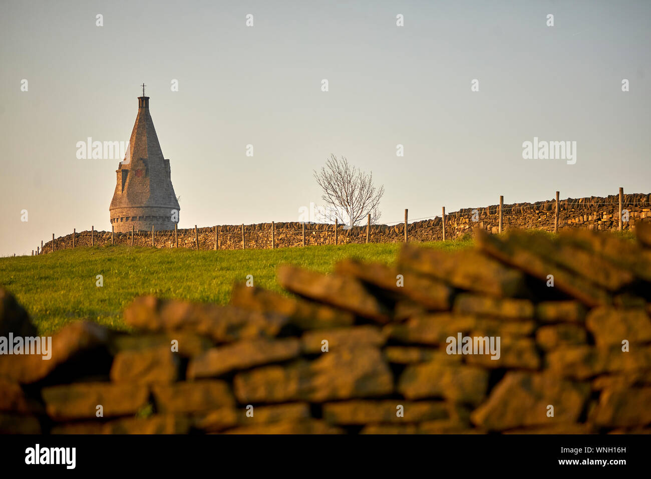 Tameside landmarks, circular Hartshead Pike Tower Grade II listed ...