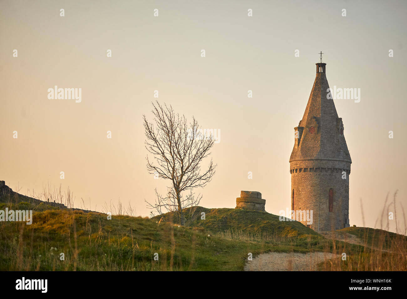 Tameside landmarks, circular Hartshead Pike Tower Grade II listed ...