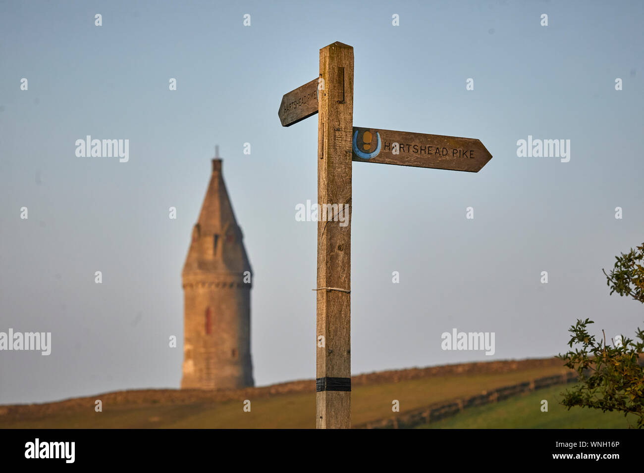 Tameside landmarks, circular Hartshead Pike Tower Grade II listed ...