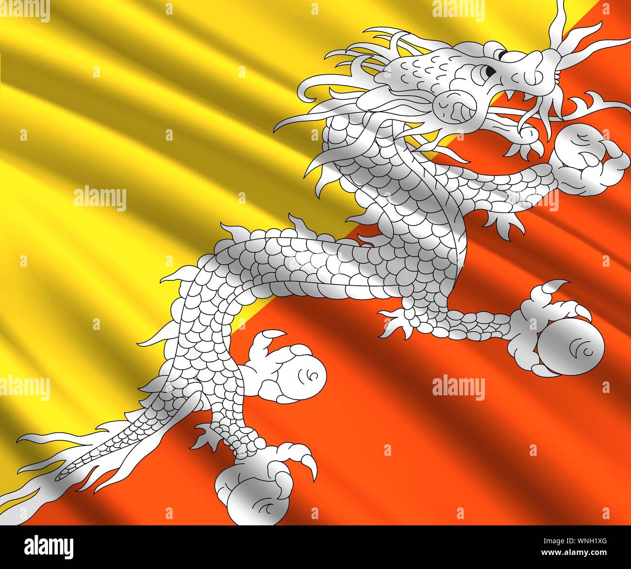 Background with 3d waving flag of Bhutan Stock Vector Image & Art - Alamy