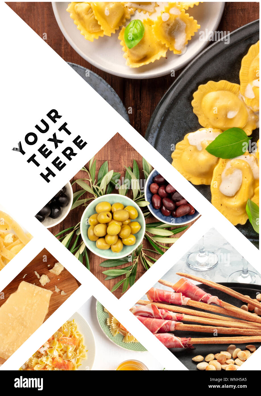 Italian Food Collage. A panorama of various dishes Stock Photo - Alamy