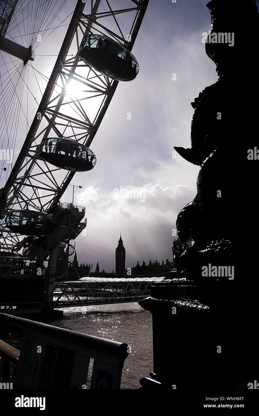 View of the River Thames with London Eye,View over London West End ...