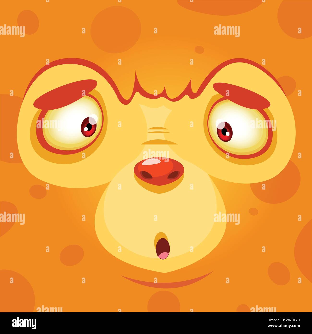 Cartoon monster face. Vector Halloween orange monster avatar Stock ...