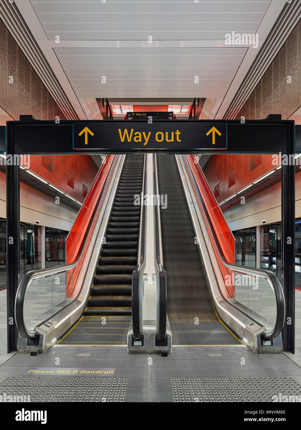Station platform escalators. North West Metro Stations, Sydney ...
