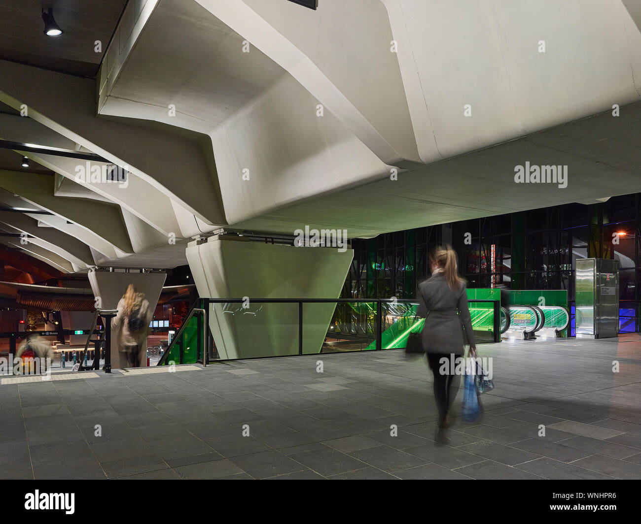 Station upper concourse level and rail viaduct. North West Metro ...