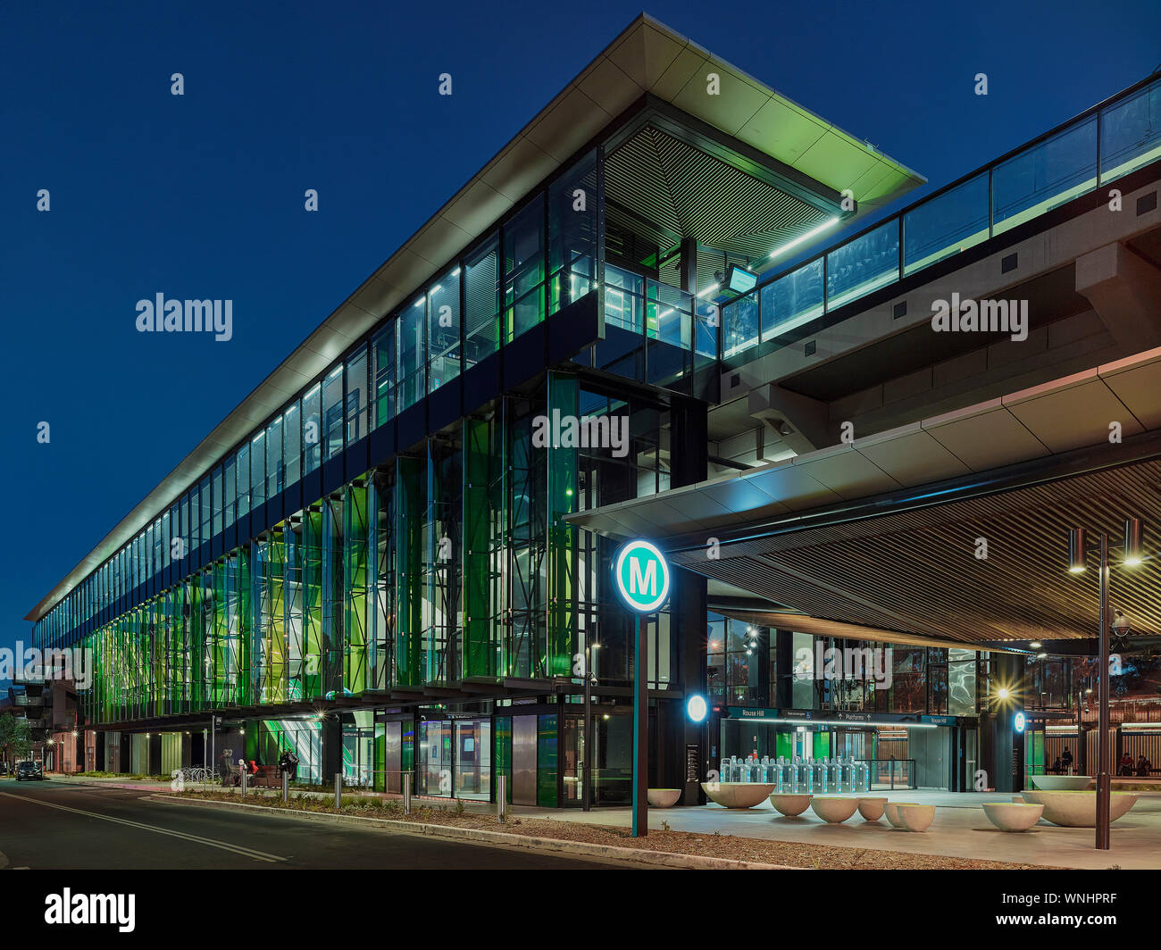 Station building and elevated train line. North West Metro Stations ...