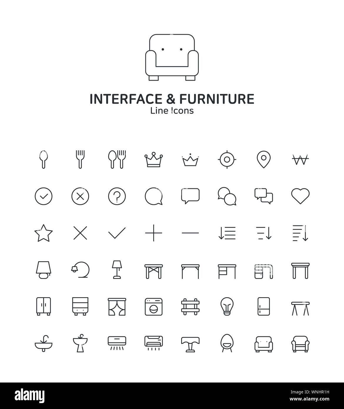 Modern thin line flat design icons set for website and app design 050 ...