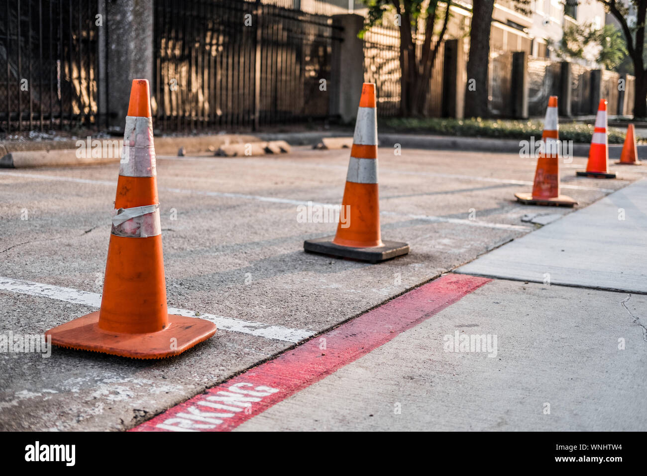 Row of street cones hi-res stock photography and images - Alamy