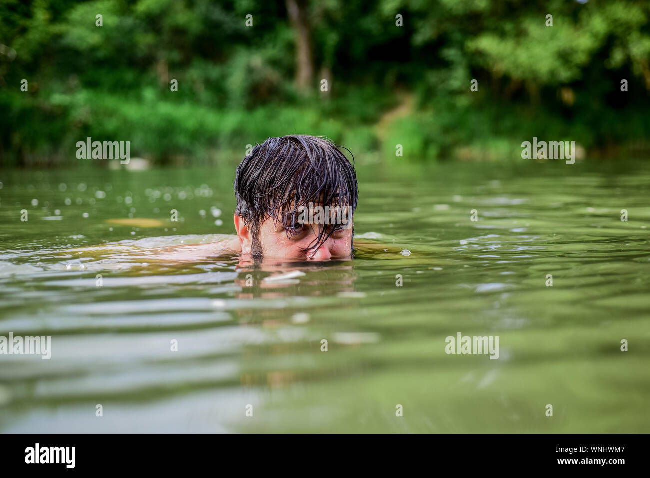 Deep dangerous water. Relaxation and rest. Swimming sport. Swimming ...