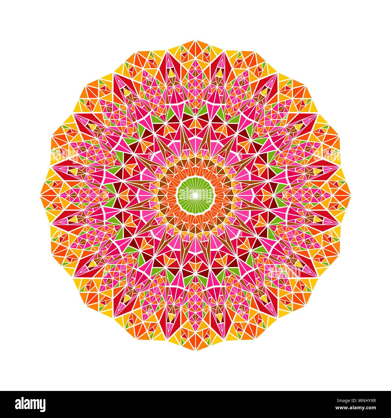 Colorful abstract triangular mosaic mandala - round vector illustration ...