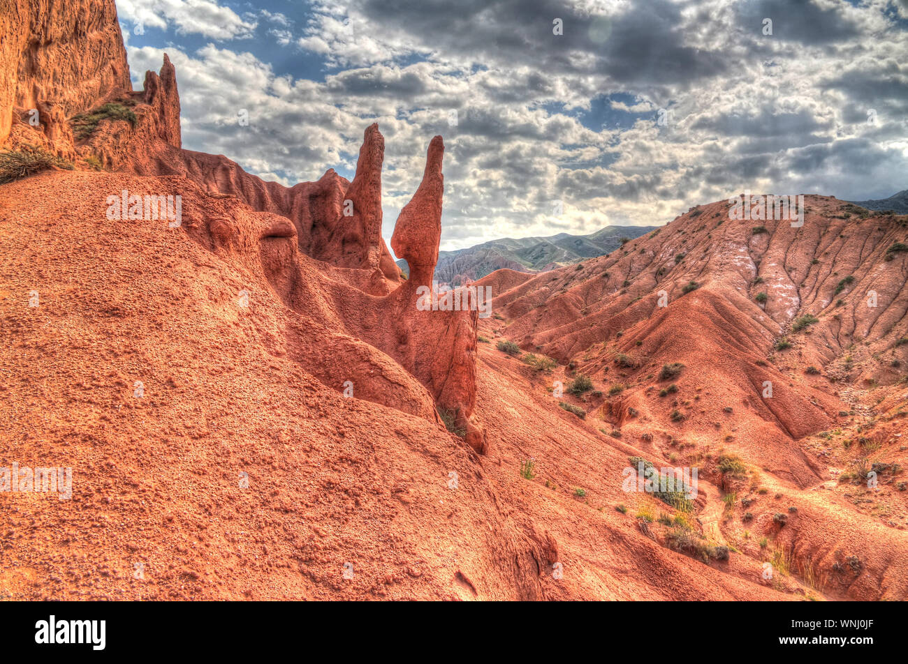 Panorama of Skazka aka Fairytale canyon ,Tosor , Issyk-Kul, Kyrgyzstan ...