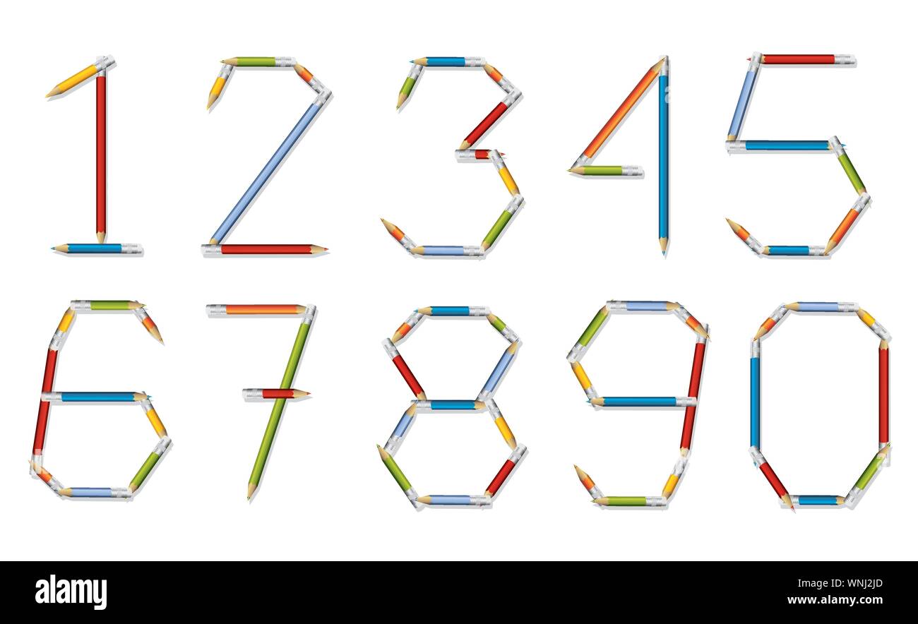 Number set made of pencils Stock Vector Image & Art - Alamy