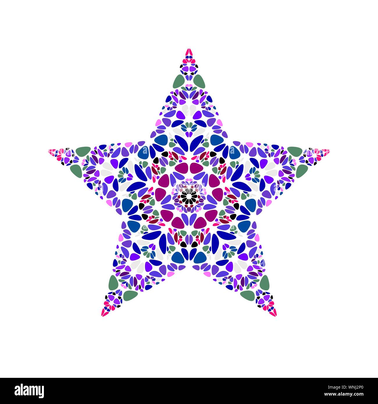 Isolated stone ornament star shape - geometrical pentagonal colorful ...